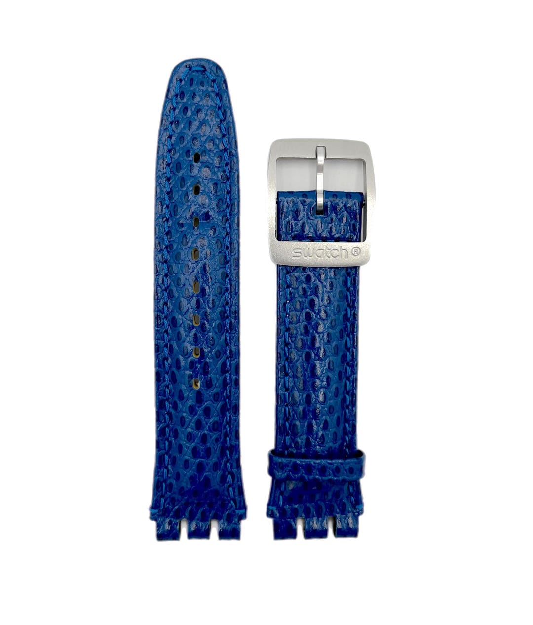 Vintage Swatch Blue Leather 19 Mm Replacement Band With Aluminum Buckle ...