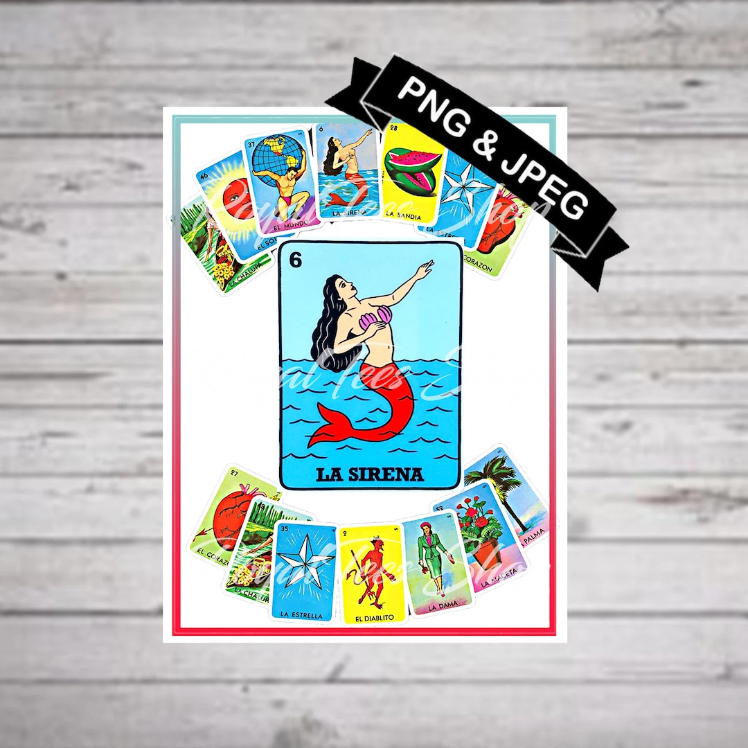 LA SIRENA Loteria Card PNG Siren Svg Jpeg Sirena Card - Etsy España
