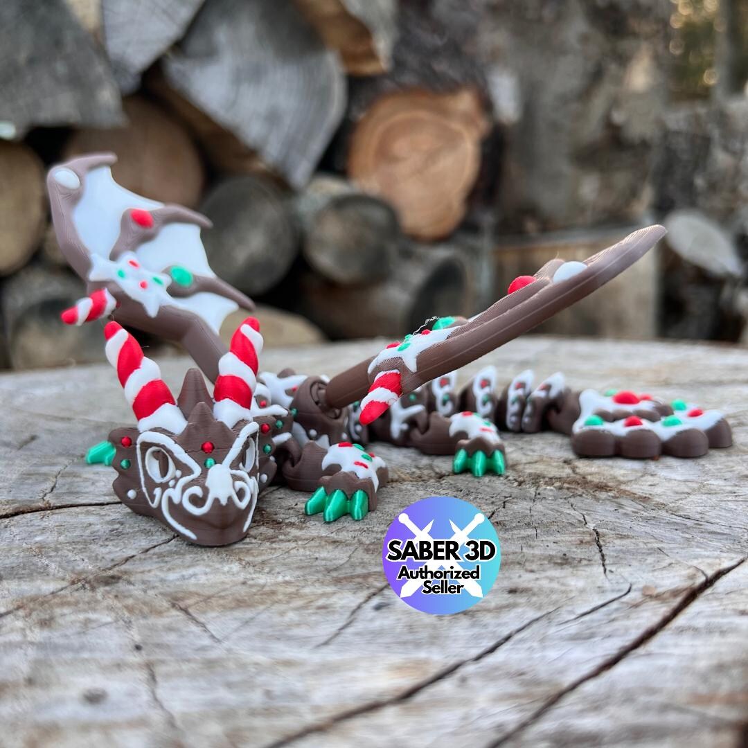 Baby Gingerbread Dragon, Christmas Dragon, Holiday Gift, Articulated ...