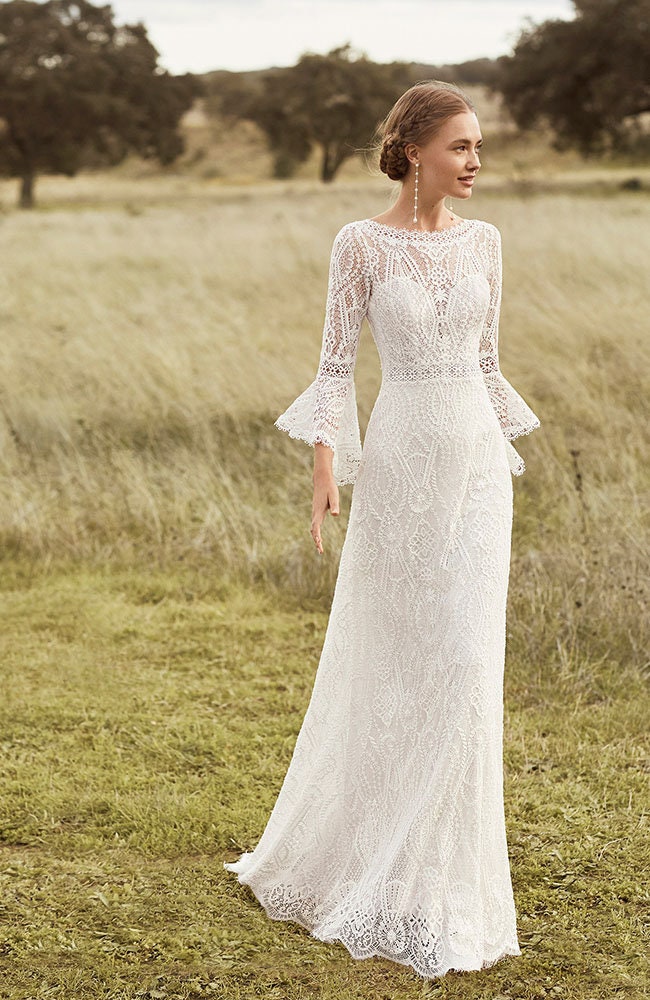 Simple Rustic Boho Wedding Dress. Vintage Boho Wedding Dress - Etsy