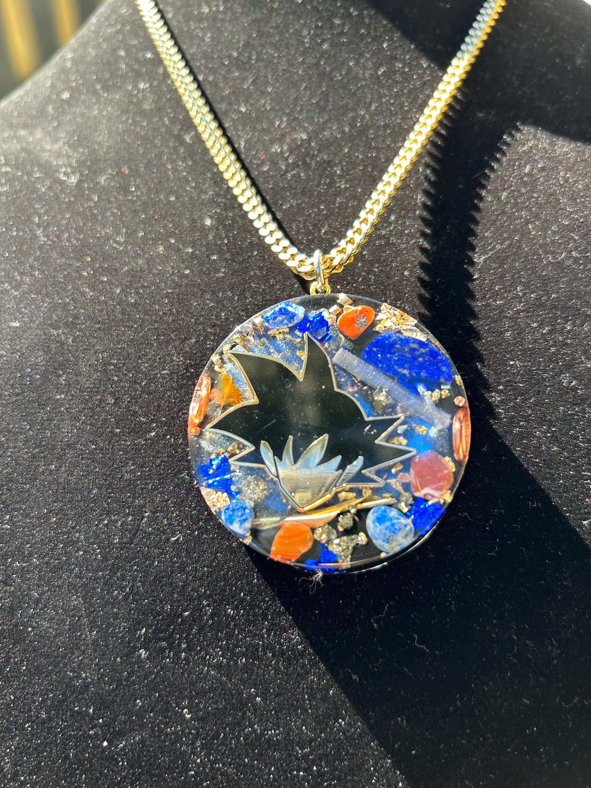 Goku Base Form Reiki Charged Orgone Pendant With Quartz Crystal Copper ...