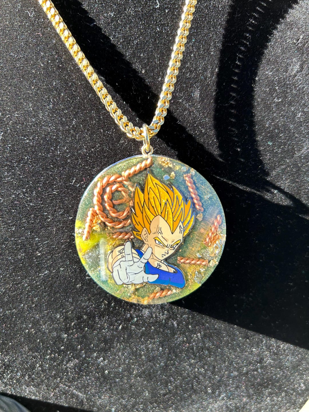 Super Saiyan Vegeta Reiki Charged Orgone Pendant Quartz Crystal Copper ...