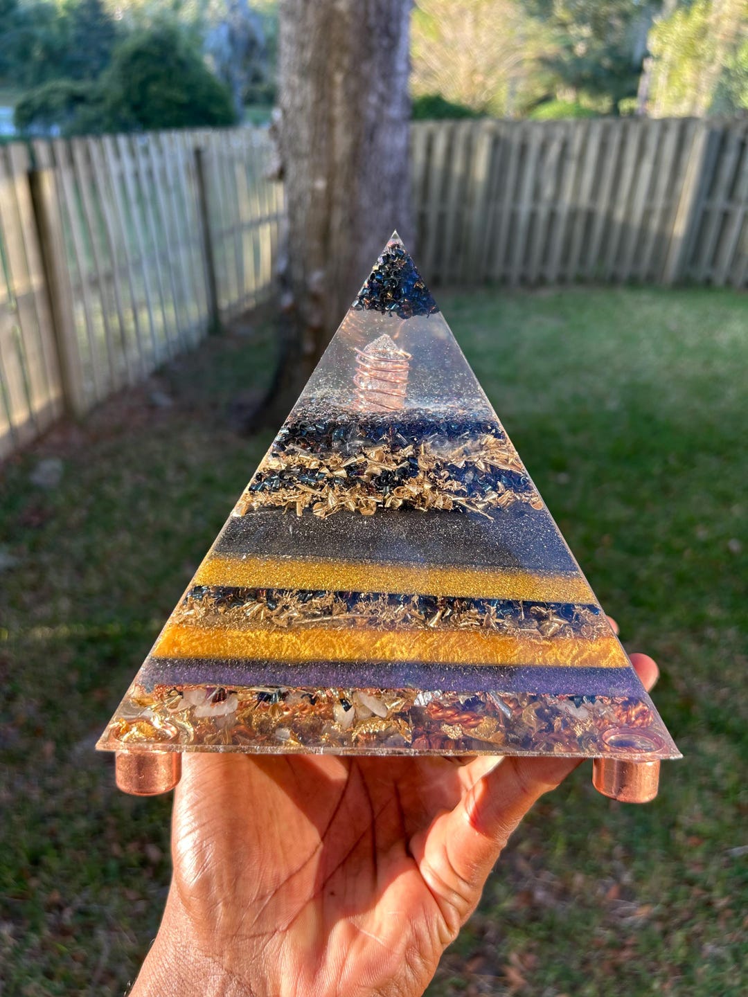 Egyptian Black & Gold Honey Bees Orgone 5G Pyramid Copper Wrapped ...