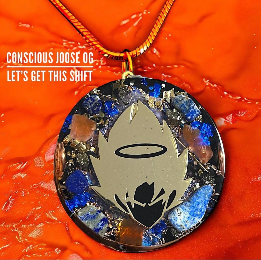 Goku Base Form Reiki Charged Orgone Pendant With Quartz Crystal Copper ...