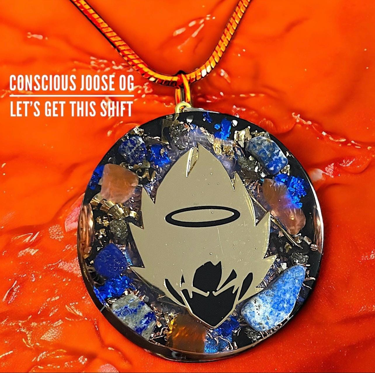 Goku Base Form Reiki Charged Orgone Pendant With Quartz Crystal Copper ...