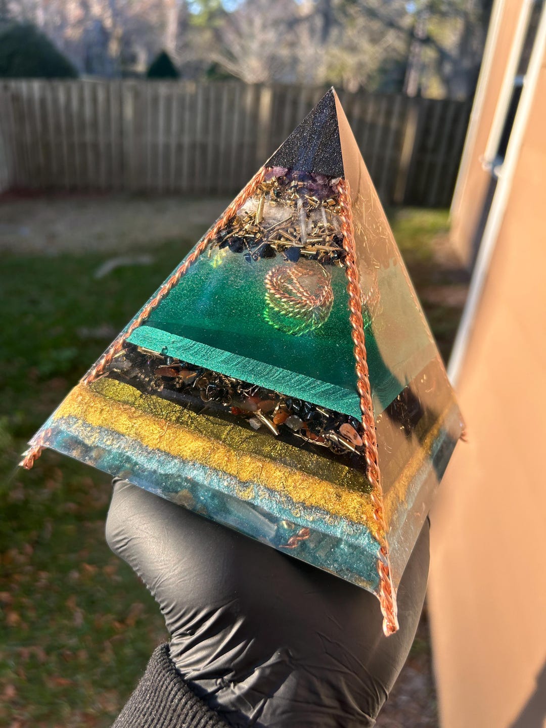 Elegance is Its Name Orgone Pyramid With Quartz Crystals Copper ...