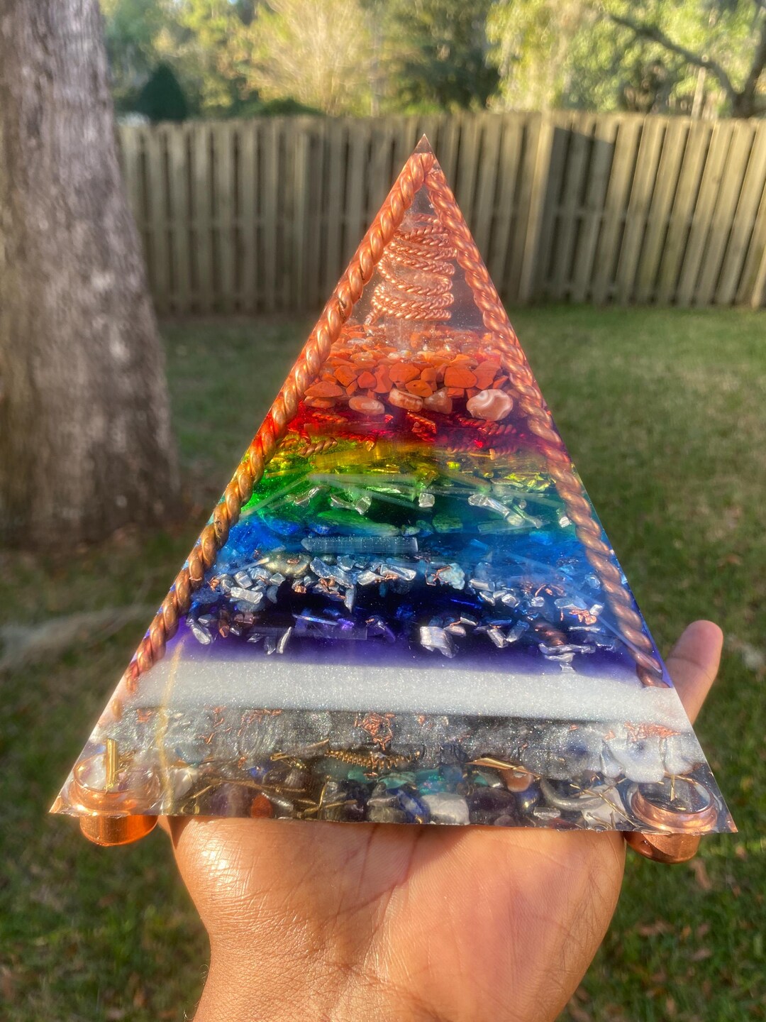 Full 7 Chakra Cascade Energy Pyramid With Quartz Crystals Copper ...