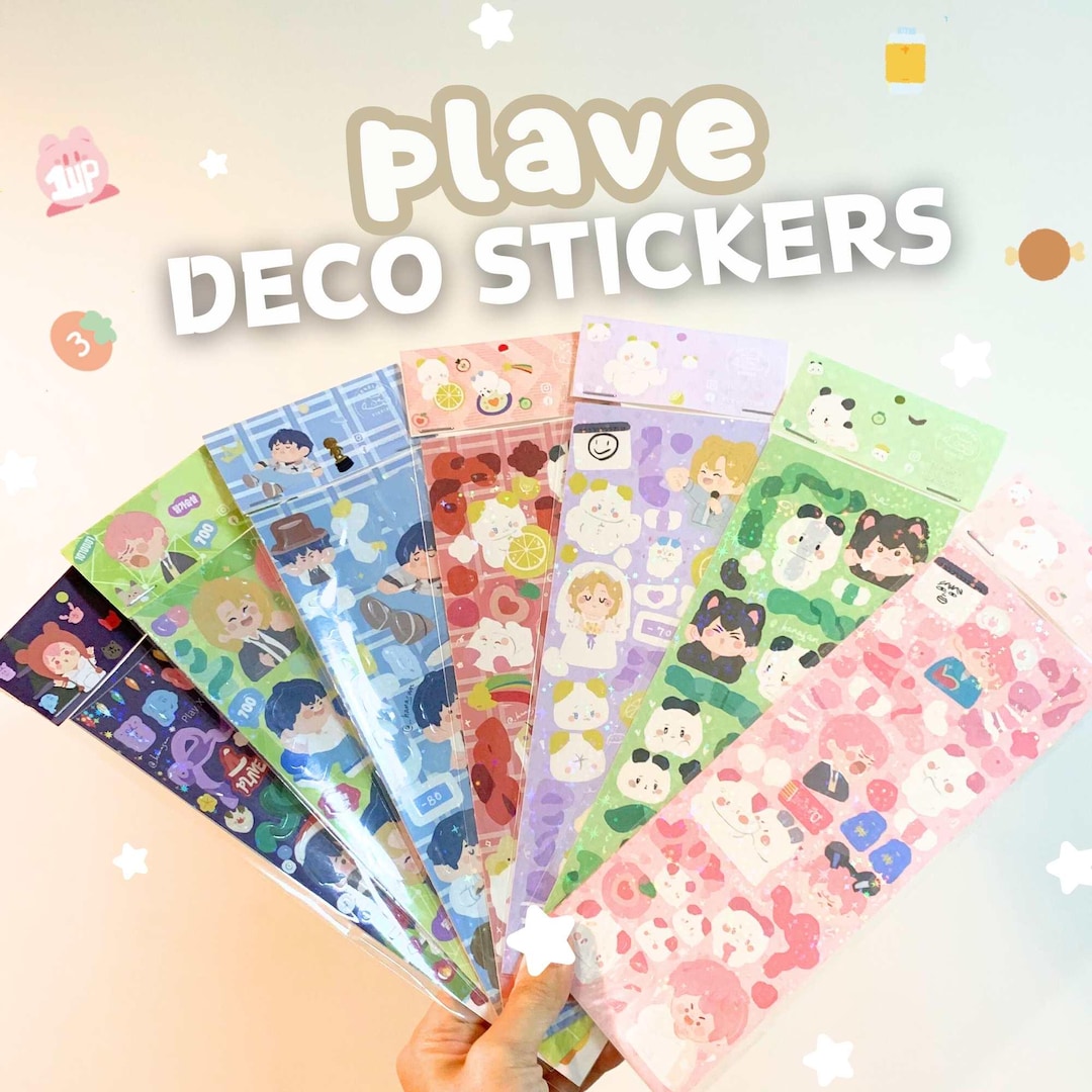 PLAVE Kawaii Sticker Set | 2 White Ink Epoxy Dome Stickers +7 Star ...