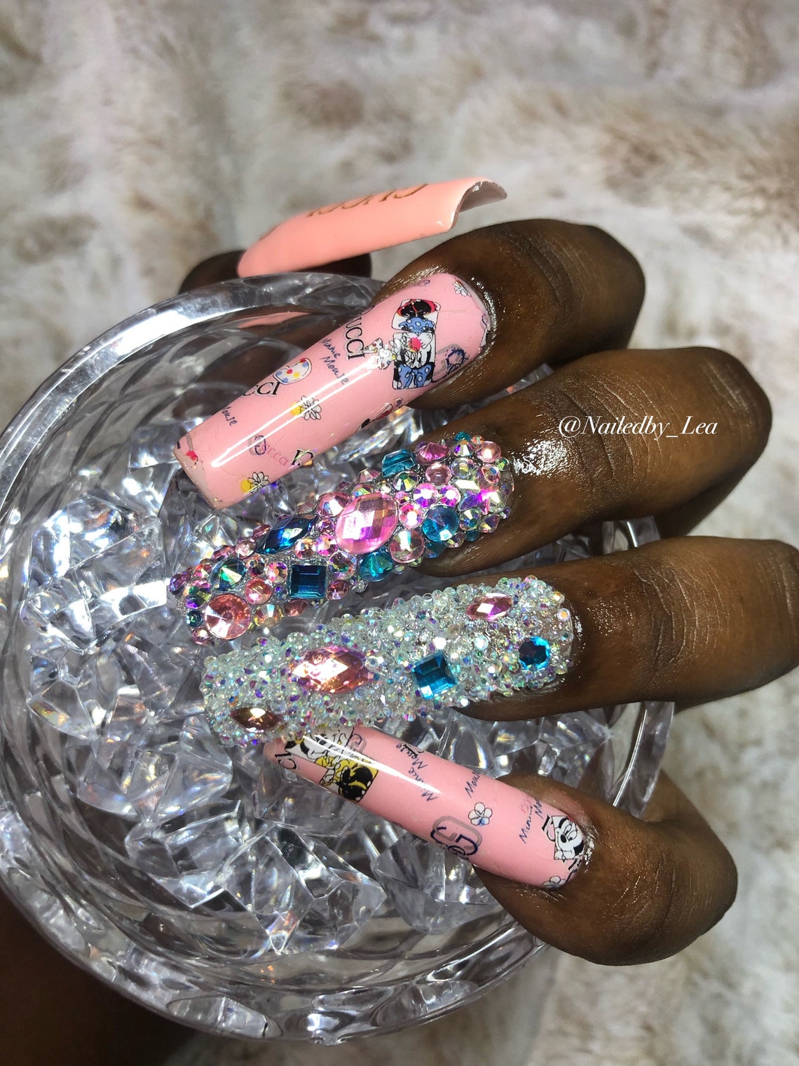 Blinged Out Crystal Rhinestone Nails Press On Nails Nail | Etsy