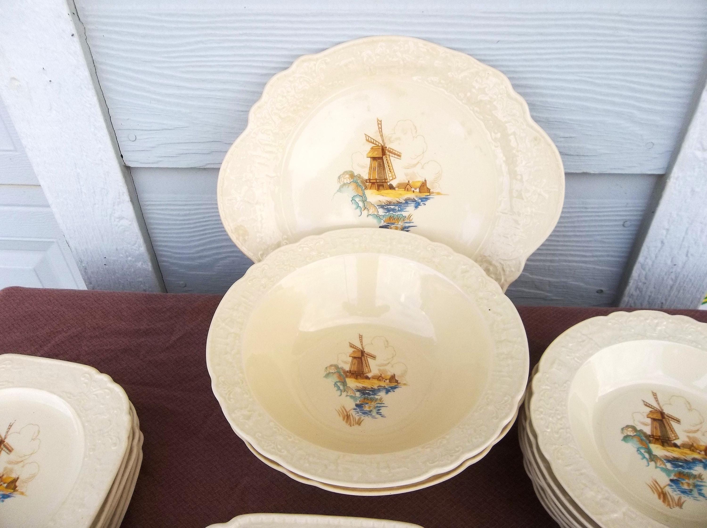 Rare 1940s Windmill Stoneware Dinnerware Set - Universal Cambridge Ohio ...