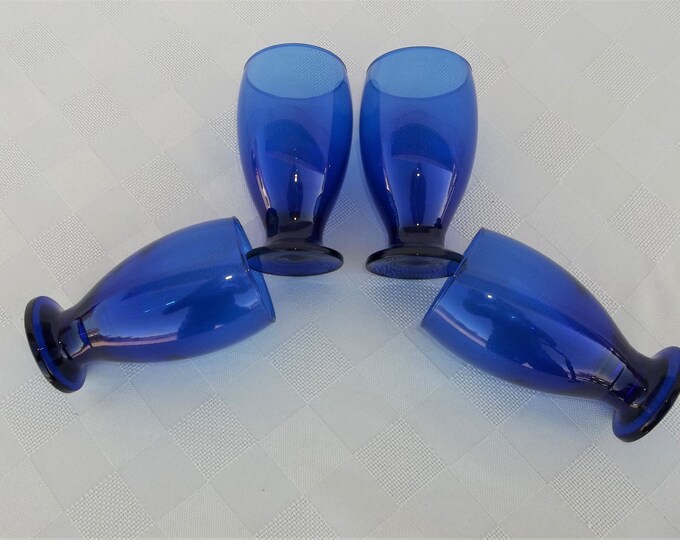 Cristar Lexington Cobalt Blue Pedestal Water Goblets, Set of 4 ...