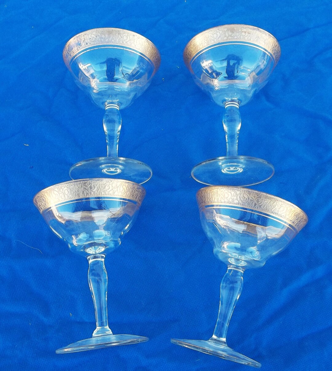 Vintage Gold Encrusted Crystal Cocktail Glasses - Set of 4 - Etsy