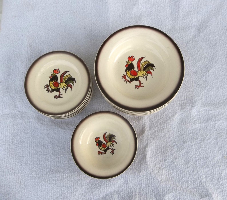 Vintage Metlox Poppytrail Red Rooster Dinnerware Set - 20 Pc - Etsy