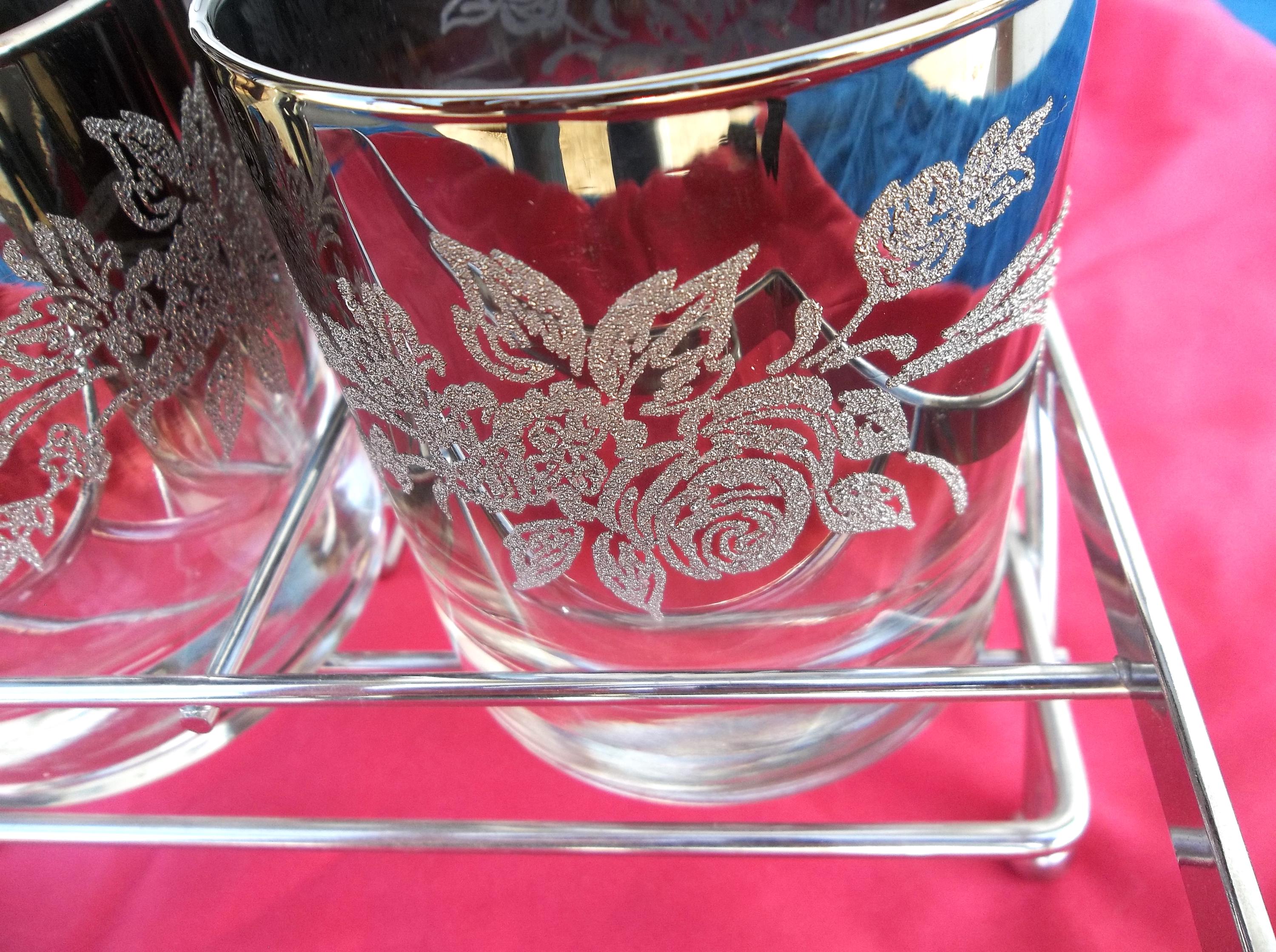 Vitreon Queens Lustreware Barware Set: Embossed Silver Fade, Mid ...