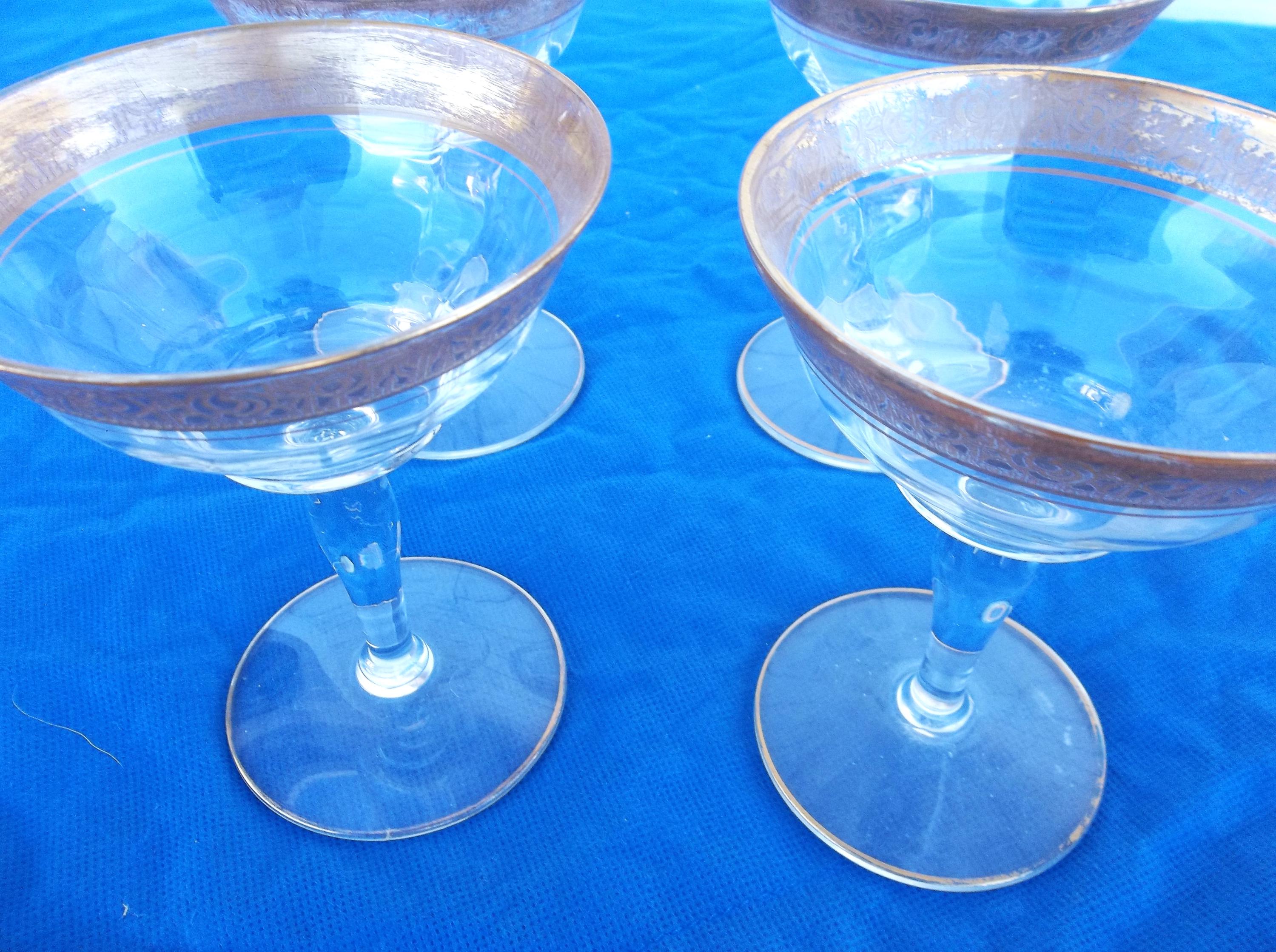Vintage Gold Encrusted Crystal Cocktail Glasses - Set of 4 - Etsy