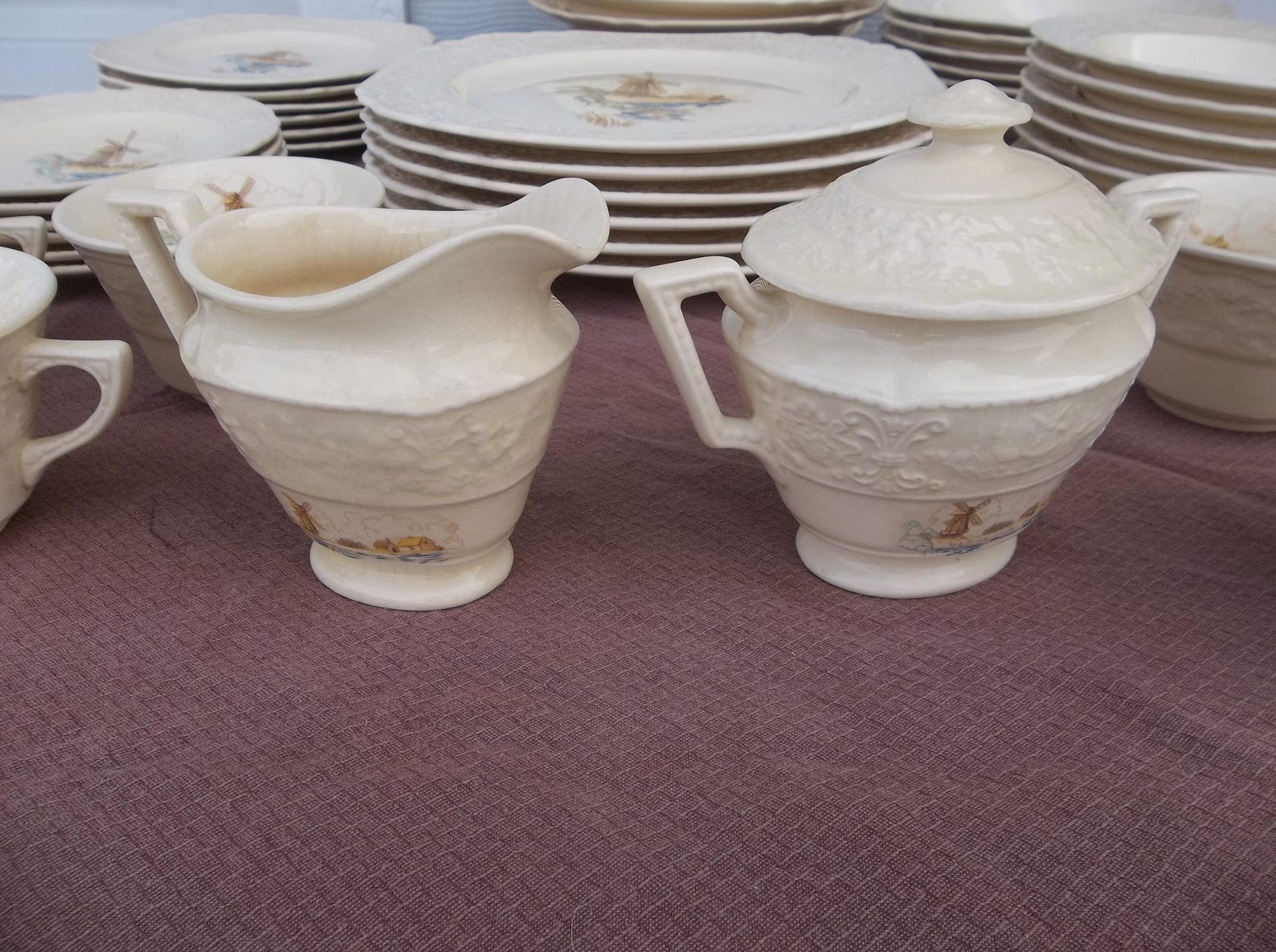 Rare 1940s Windmill Stoneware Dinnerware Set - Universal Cambridge Ohio ...