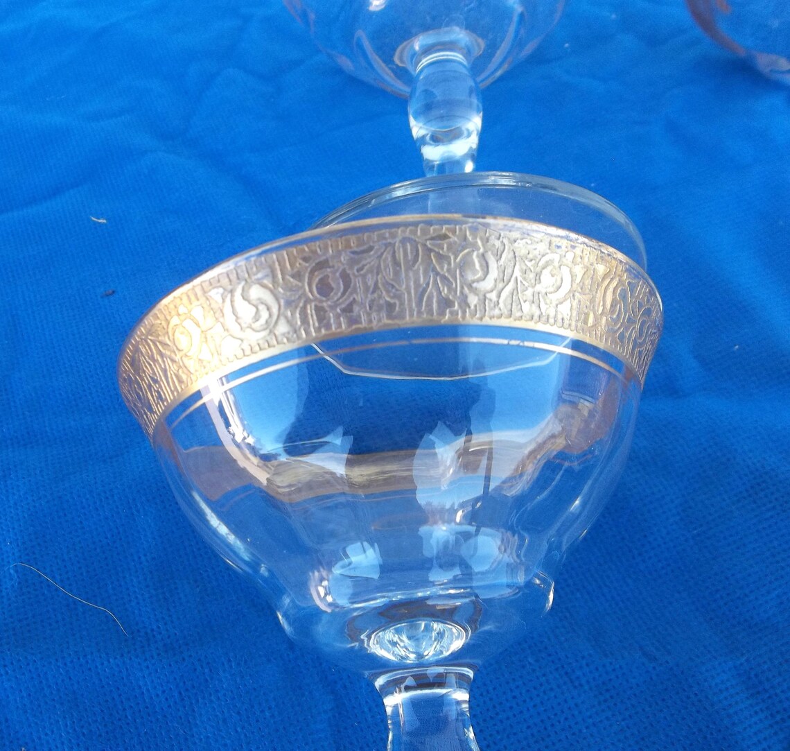 Vintage Gold Encrusted Crystal Cocktail Glasses - Set of 4 - Etsy