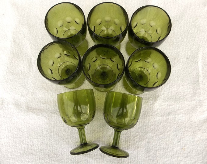 Bartlett Collins Vintage Thumbprint Goblets, Set of 8 12-0z Stemmed ...