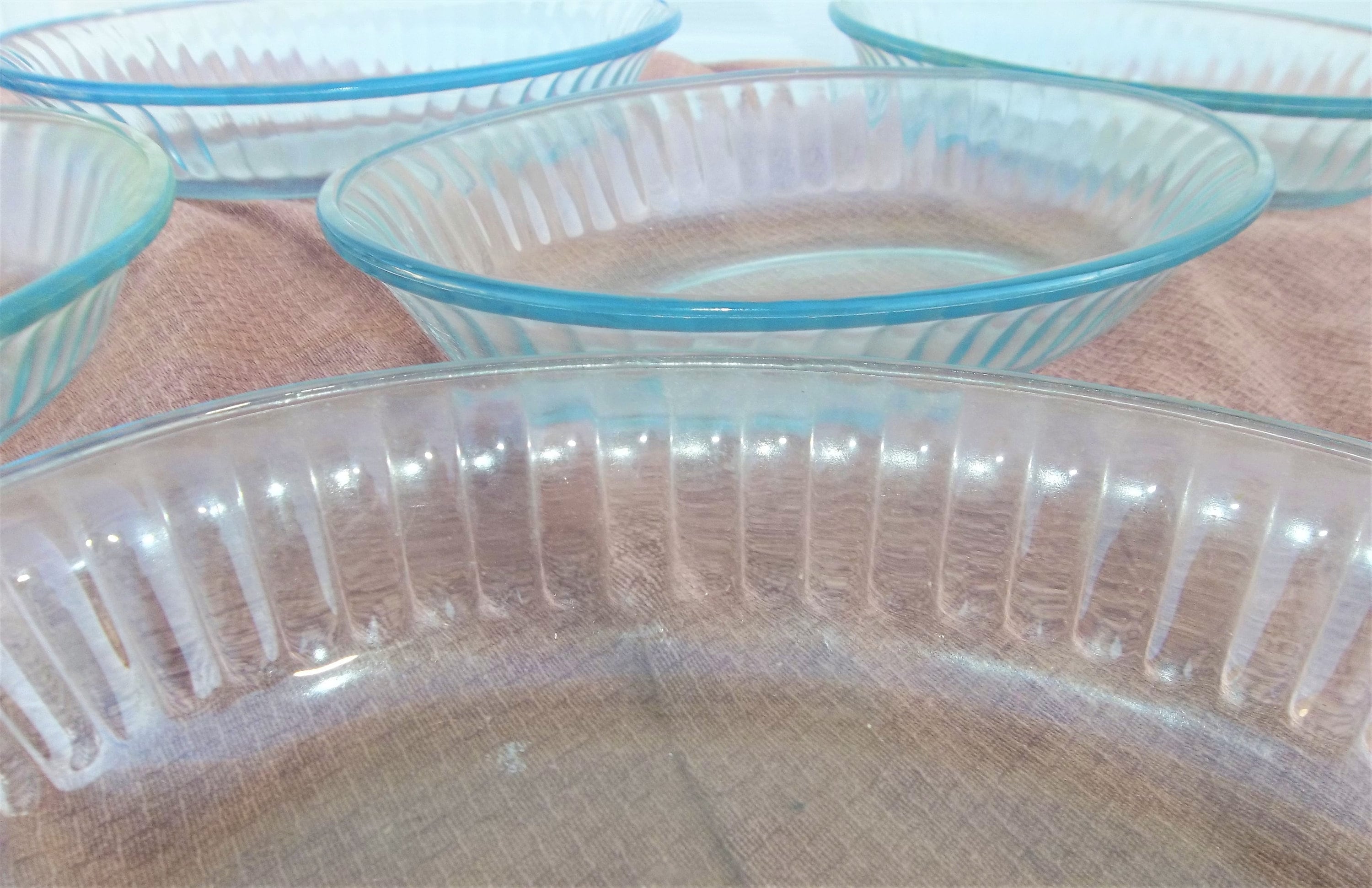 Blue Glass Bowls Set of 6 Vintage Oblong Bowls Perfect for - Etsy