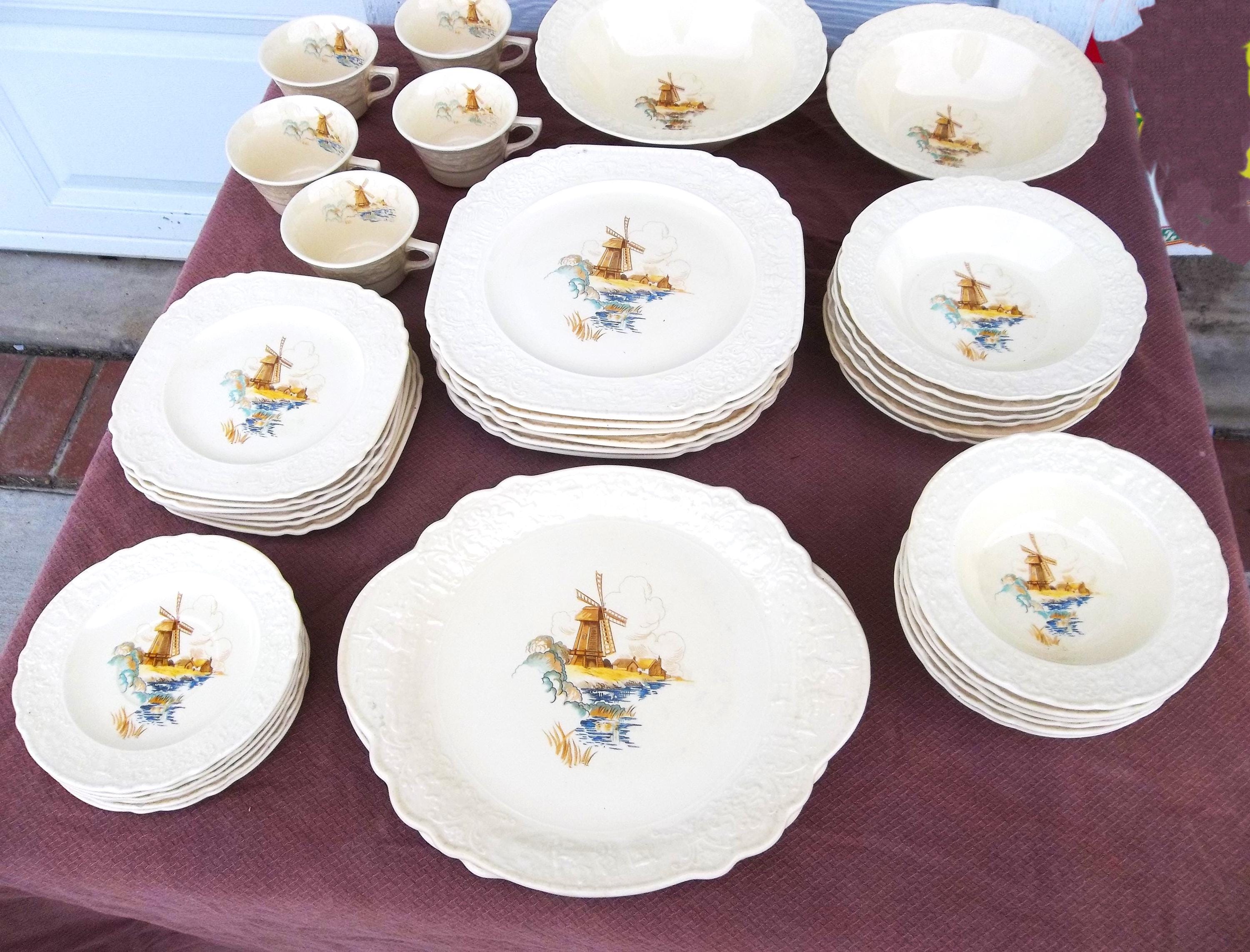 Rare 1940s Windmill Stoneware Dinnerware Set - Universal Cambridge Ohio ...