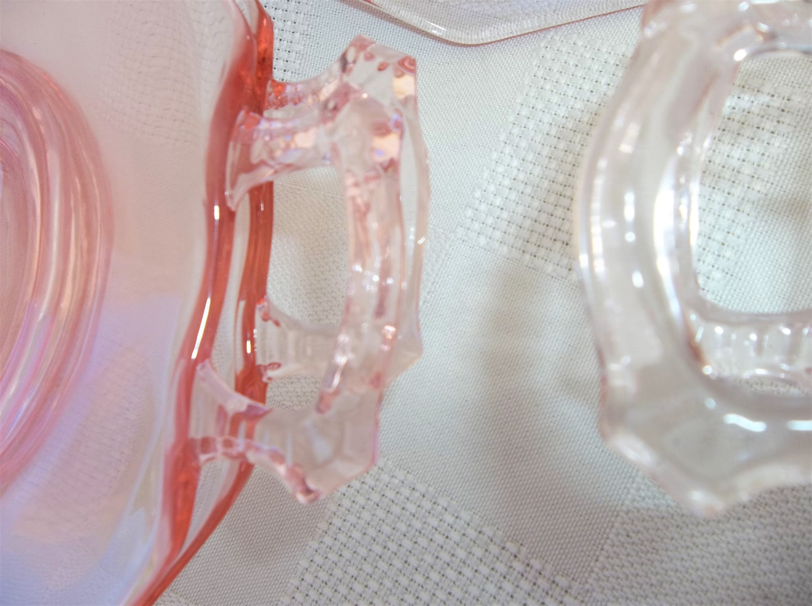 Depression Glass, Vintage Pink, 6 Exquisite Two Handled Plates, Octagon ...