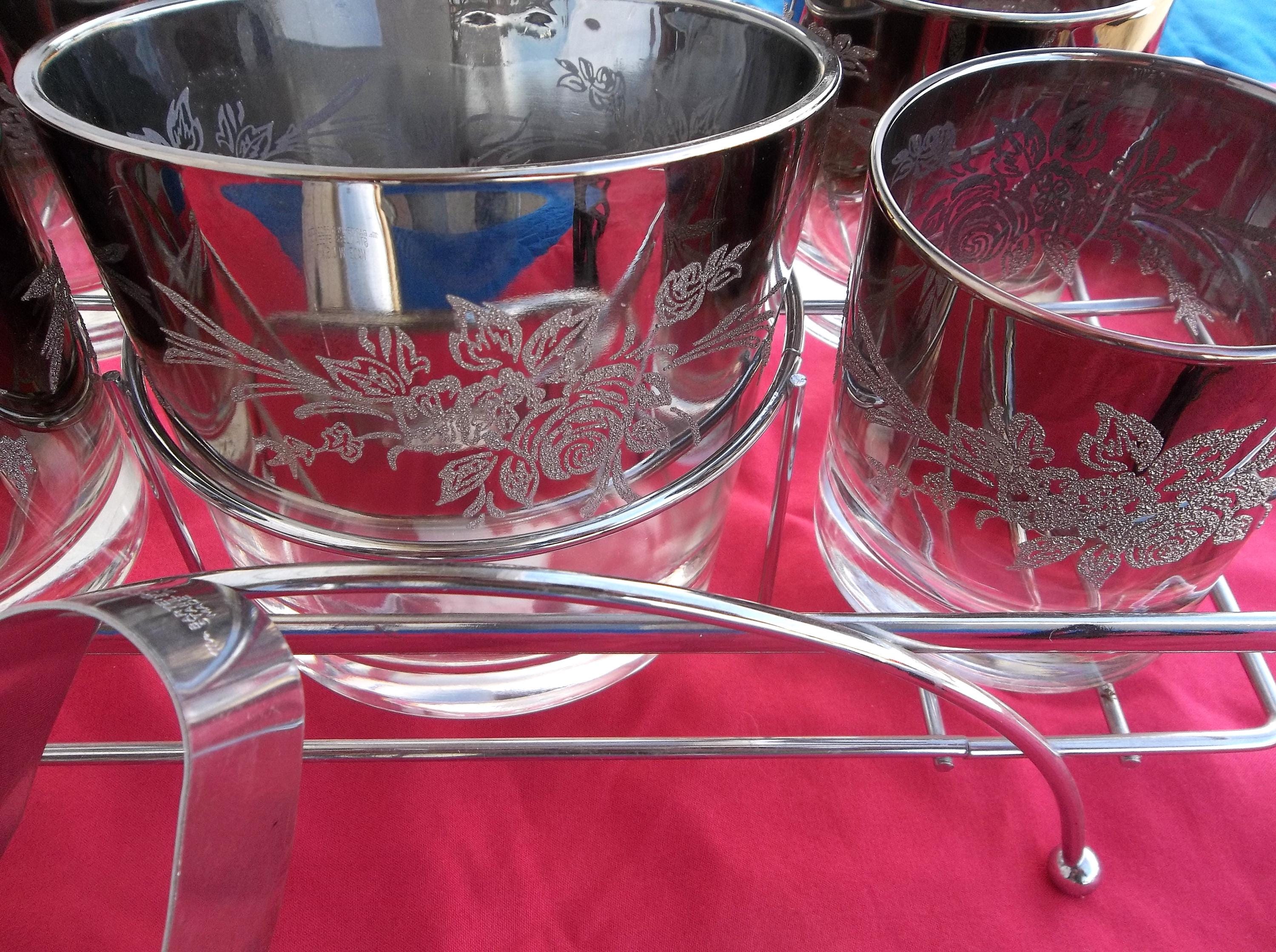 Vitreon Queens Lustreware Barware Set: Embossed Silver Fade, Mid ...