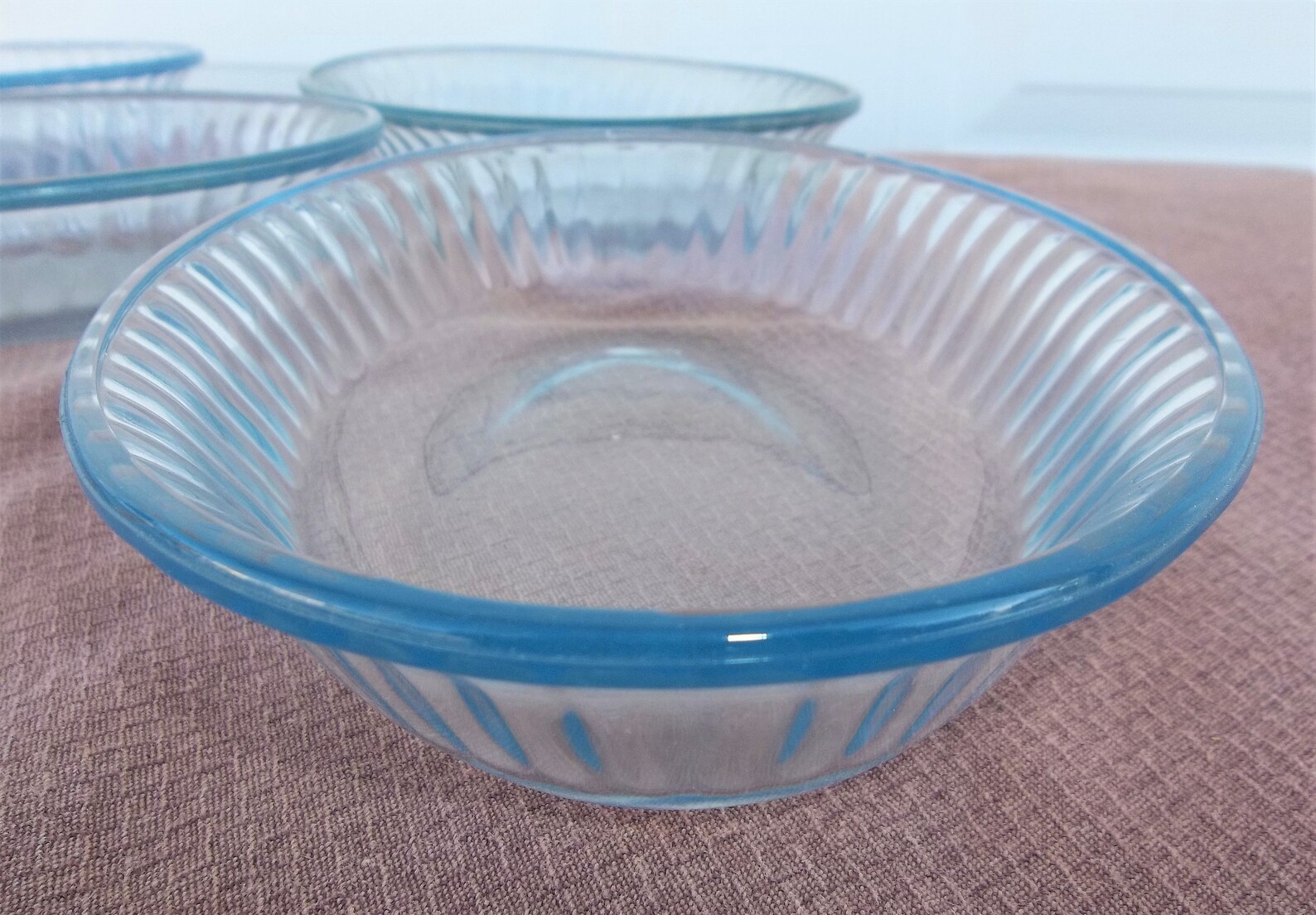 Blue Glass Bowls Set of 6 Vintage Oblong Bowls Perfect for - Etsy