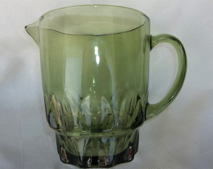 Vintage Pitcher, Hazel Atlas 'kings Thumbprint', Avocado Green Glass ...