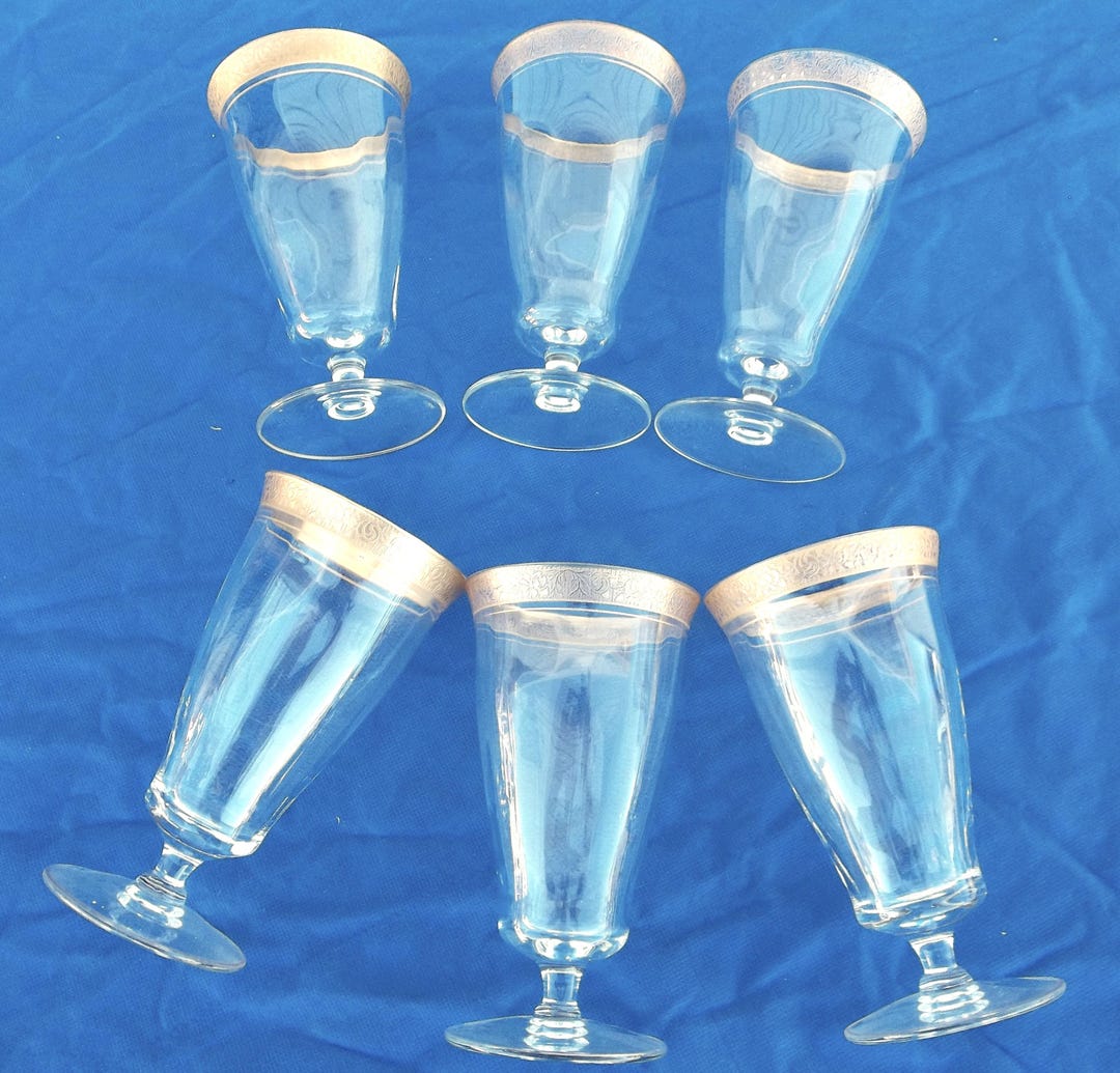 Vintage Gold Encrusted Crystal Goblets: Mid-century Filigree Wine ...
