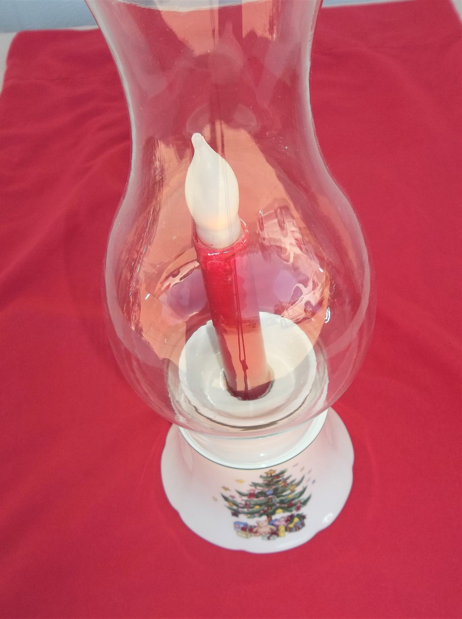 Vintage Nikko Christopher Radko Holiday Hurricane Lamps With Chimneys ...