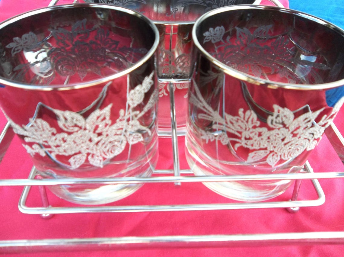 Vitreon Queens Lustreware Barware Set: Embossed Silver Fade, Mid ...