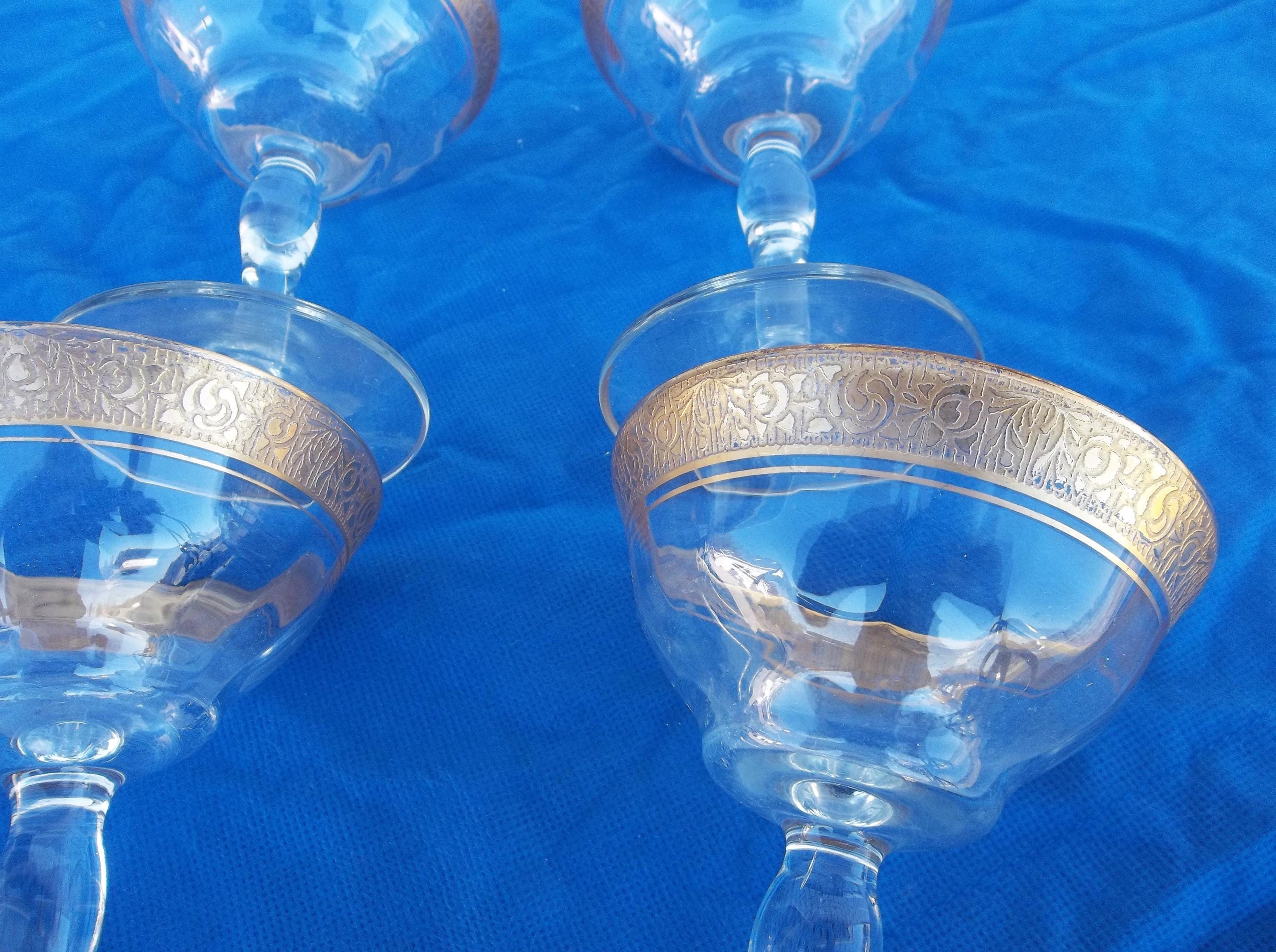 Vintage Gold Encrusted Crystal Cocktail Glasses - Set of 4 - Etsy