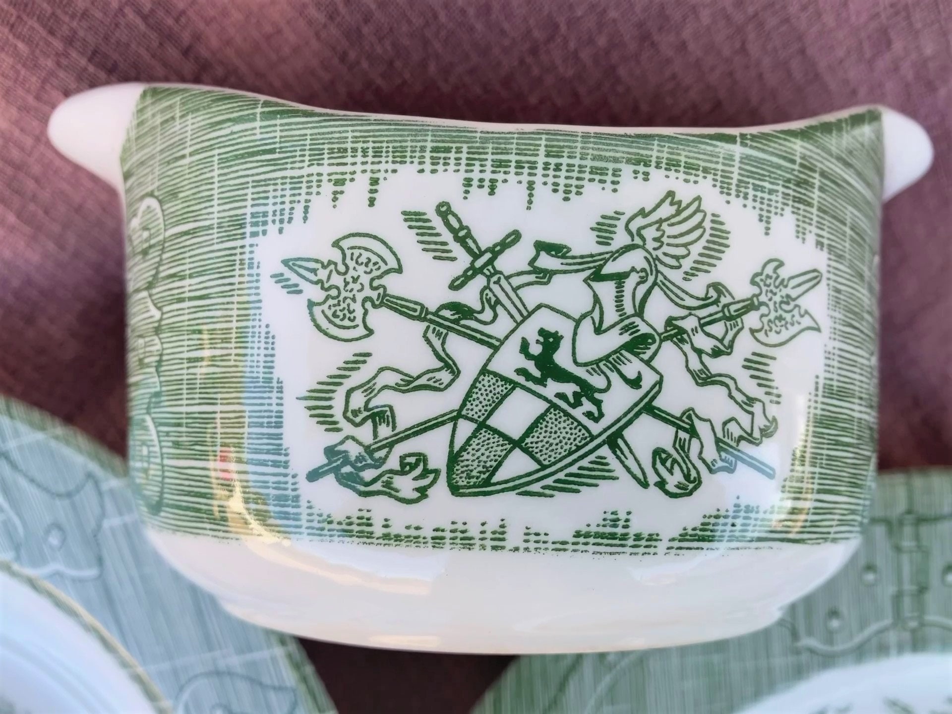 Vintage Royal USA Transferware Dinnerware: 1950s Sage Green, 5 Pieces ...