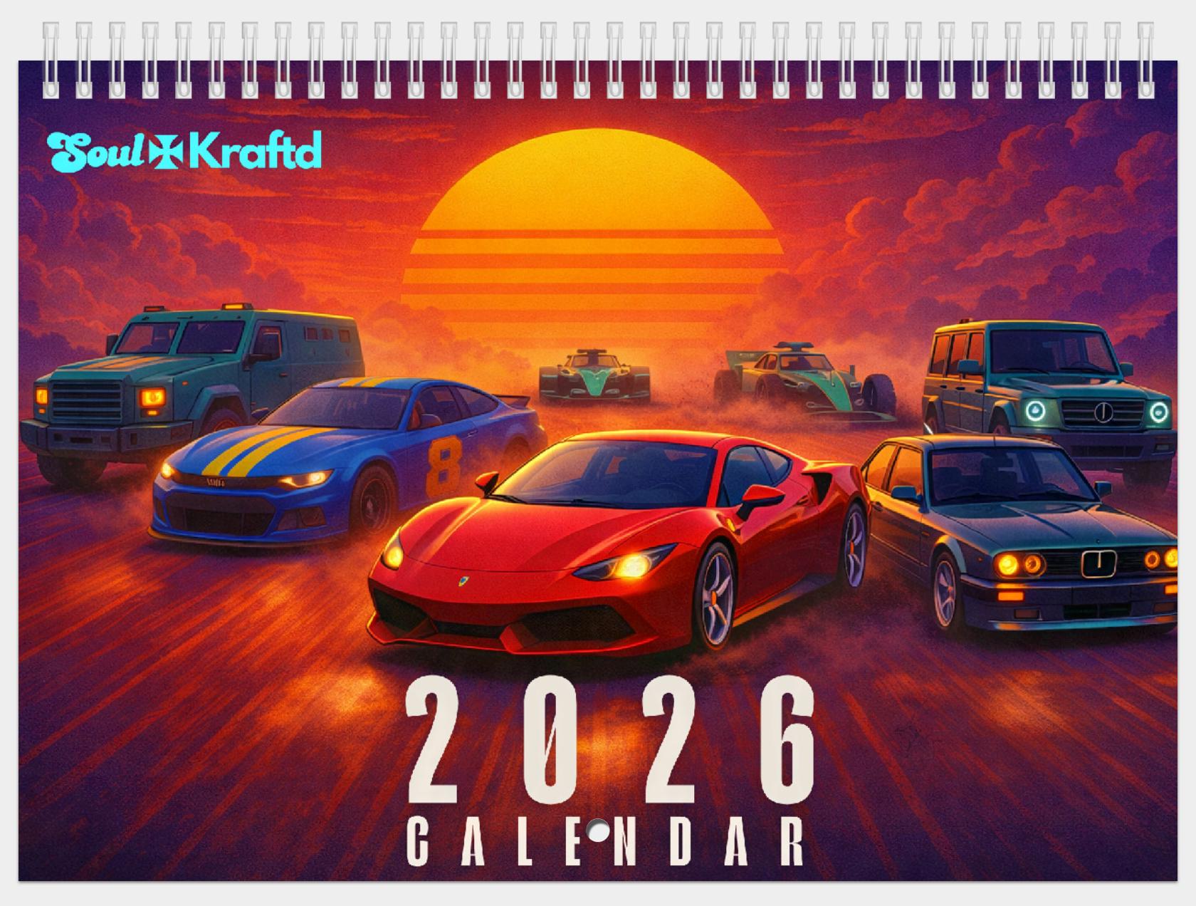 2026 Car Wall Calendar – the Trip | Retro Futuristic Sports Car Art - Etsy