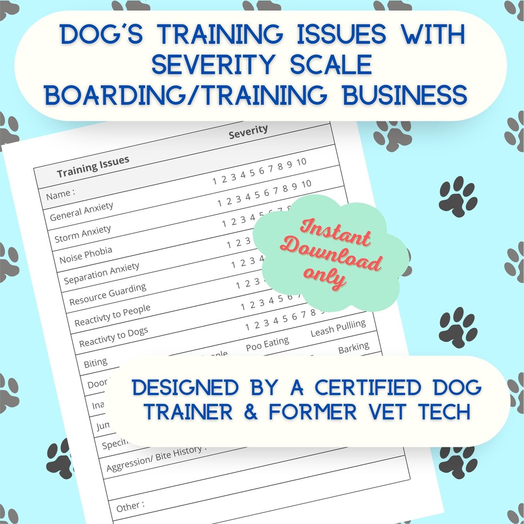 Dog's Training Issues With Severity Scale Board & Train Business ...