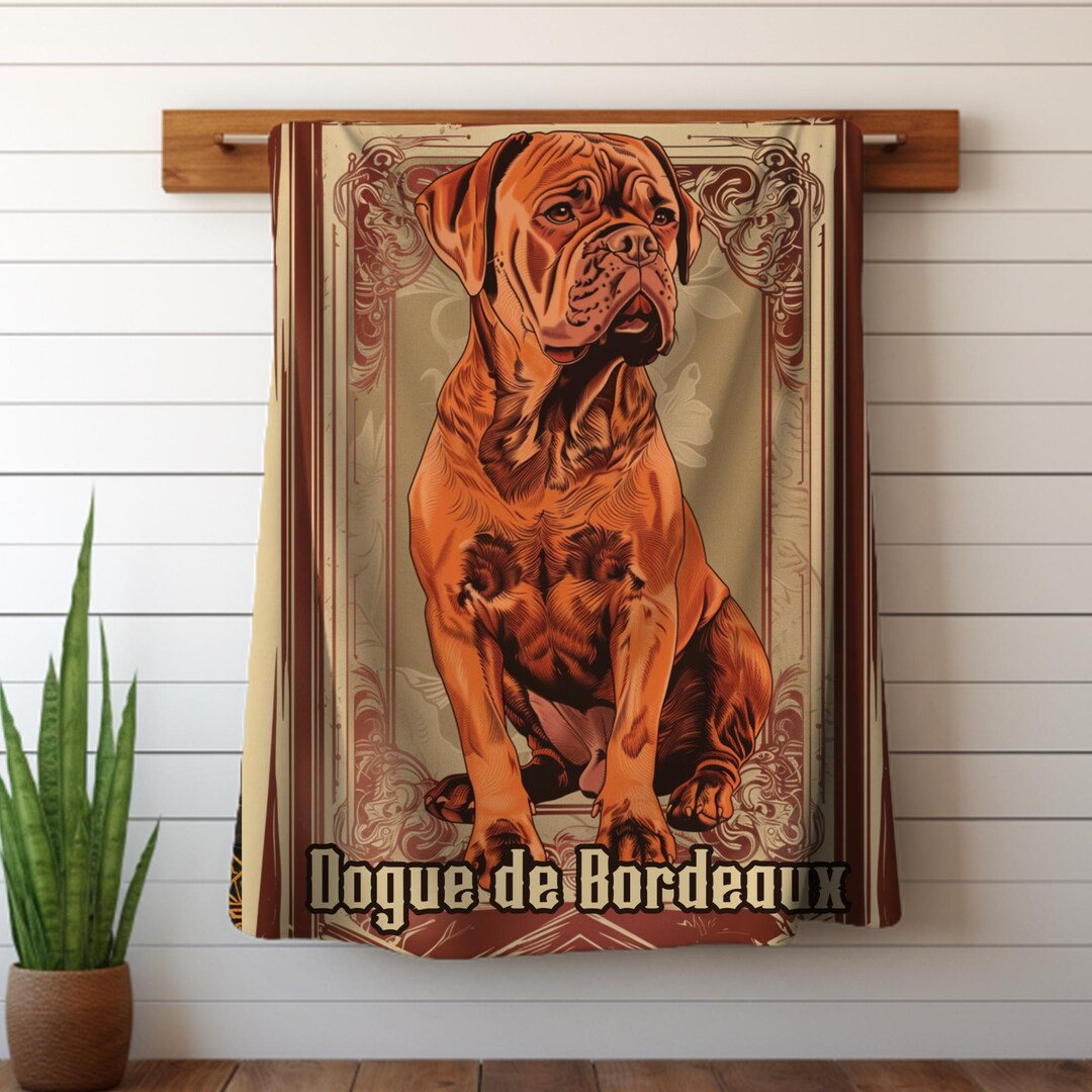 Couverture peluche Dogue de Bordeaux style tarot, cadeau douillet Dogue ...