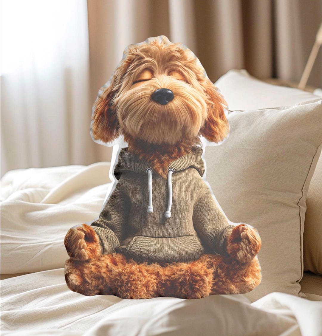 Zen Goldendoodle Meditation Pillow | Adorable Doodle Hoodie Yoga Pup ...