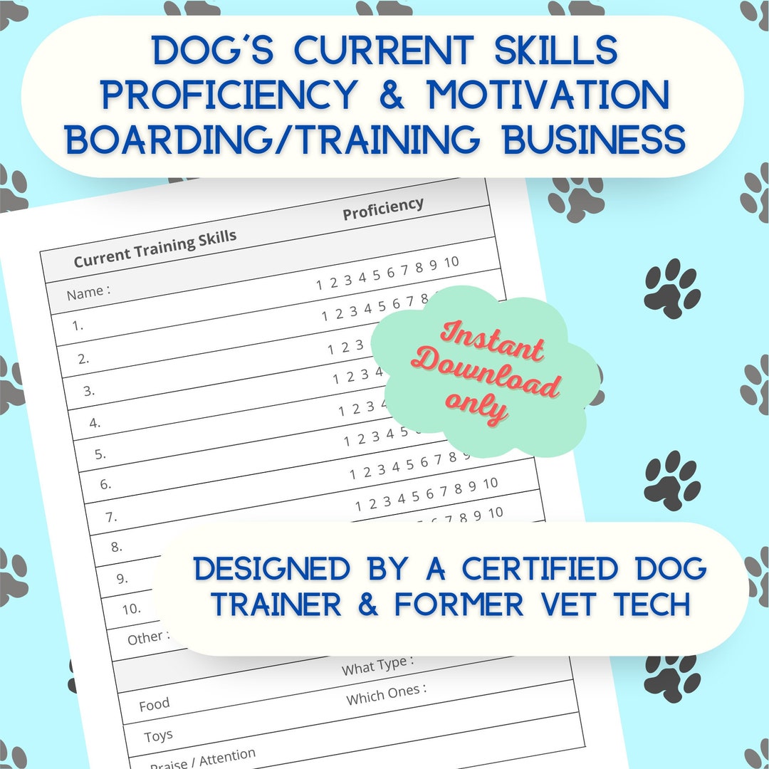 Dog Skills Proficiency Scale and Motivation Board & Train Business ...