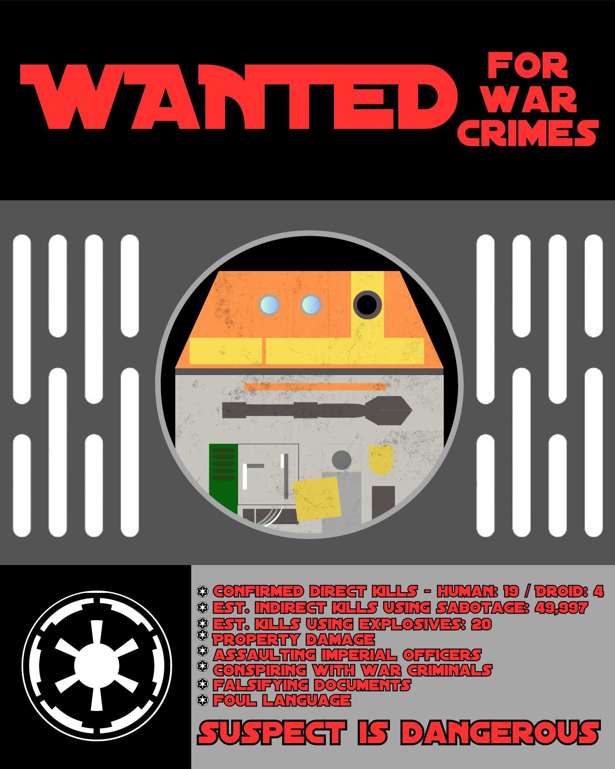 CHOPPER Murder Droid Wanted Poster T Shirt / Wanted for War - Etsy