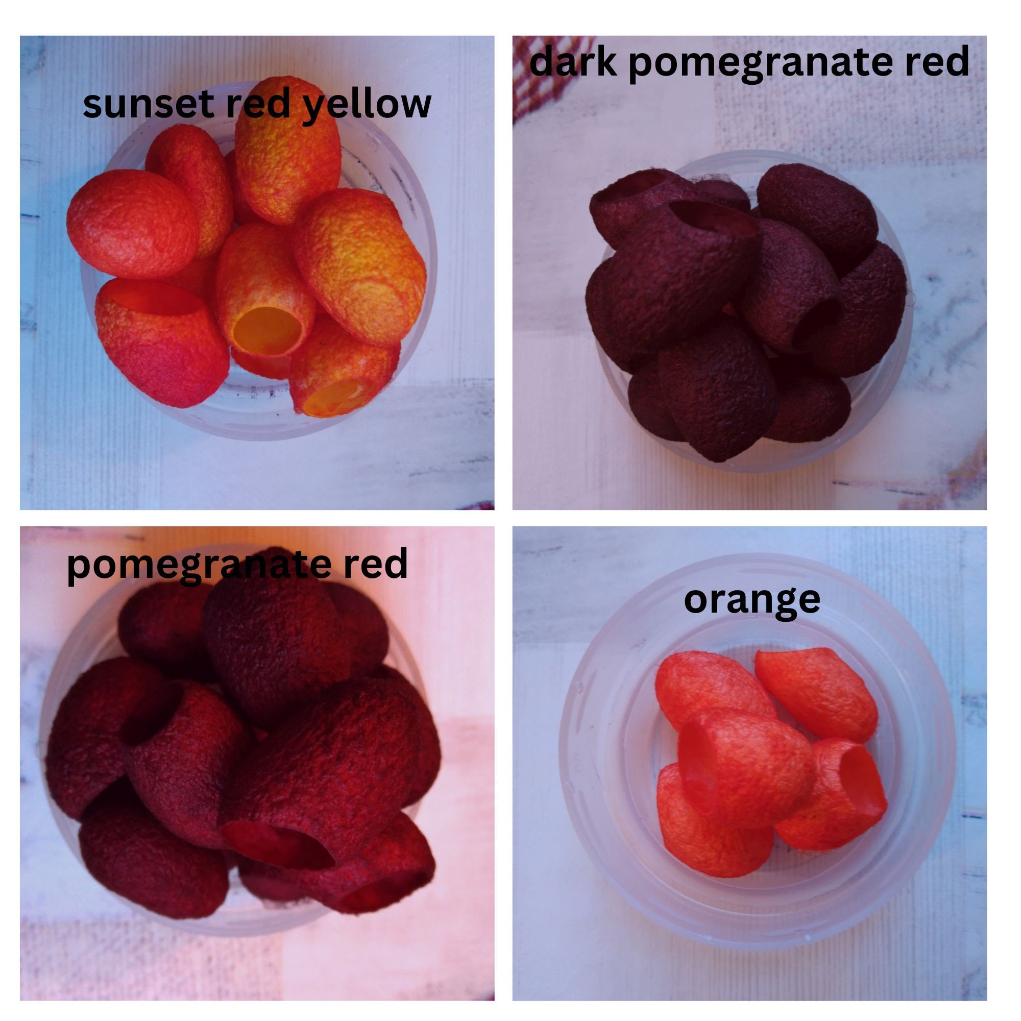 Silk Cocoons, 5 Dyed Silk Cocoons, Cut Silk Cocoons, Dragon Eggs ...