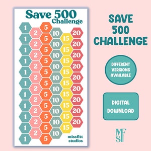 500 Savings Challenge - Digital Download - Etsy