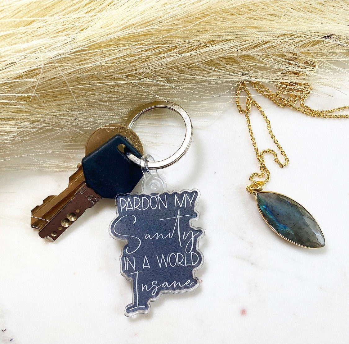 Pardon My Sanity, Emily Dickinson Keychain - Etsy