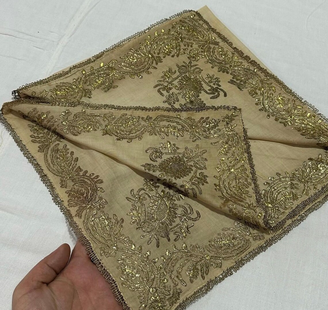 Antique Silver Embroidered Textile Handmade Antique Ottoman Textiles ...