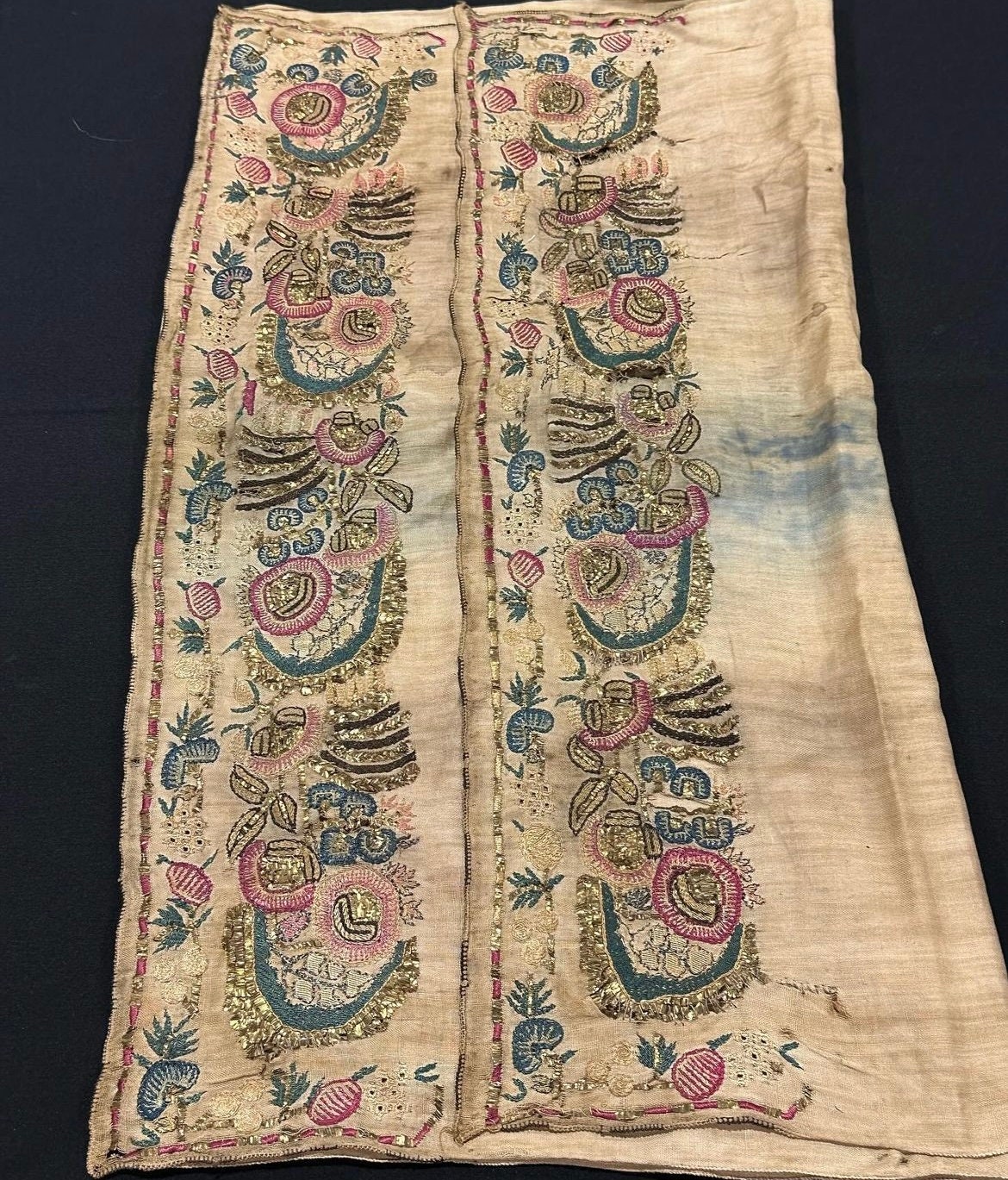 Antique Silver Embroidered Textile Handmade Antique Ottoman Textiles ...