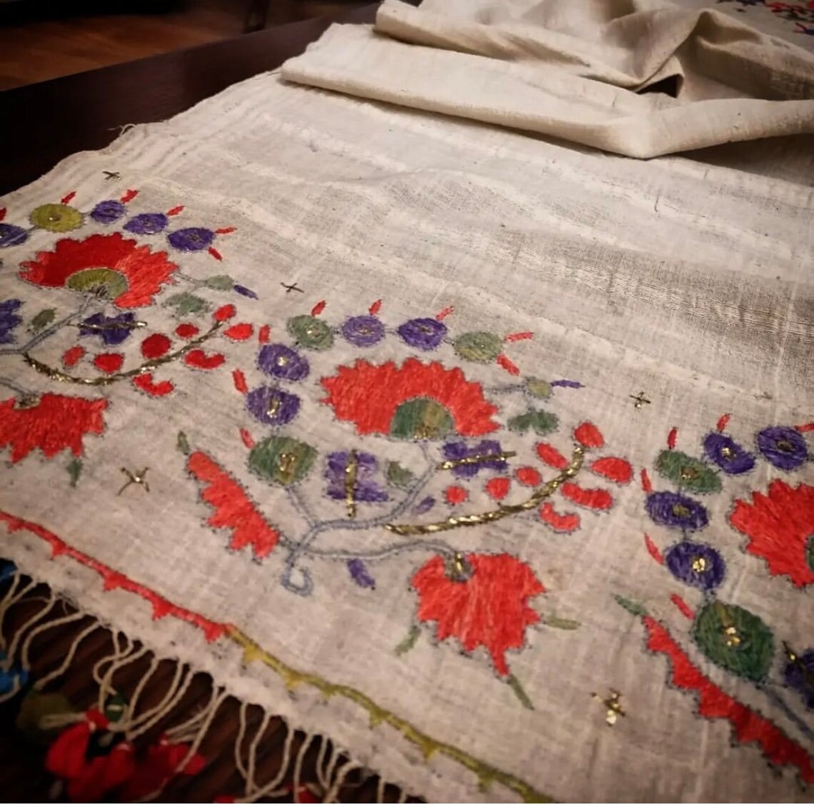 Antique Silver Embroidered Textile Handmade Antique Ottoman - Etsy