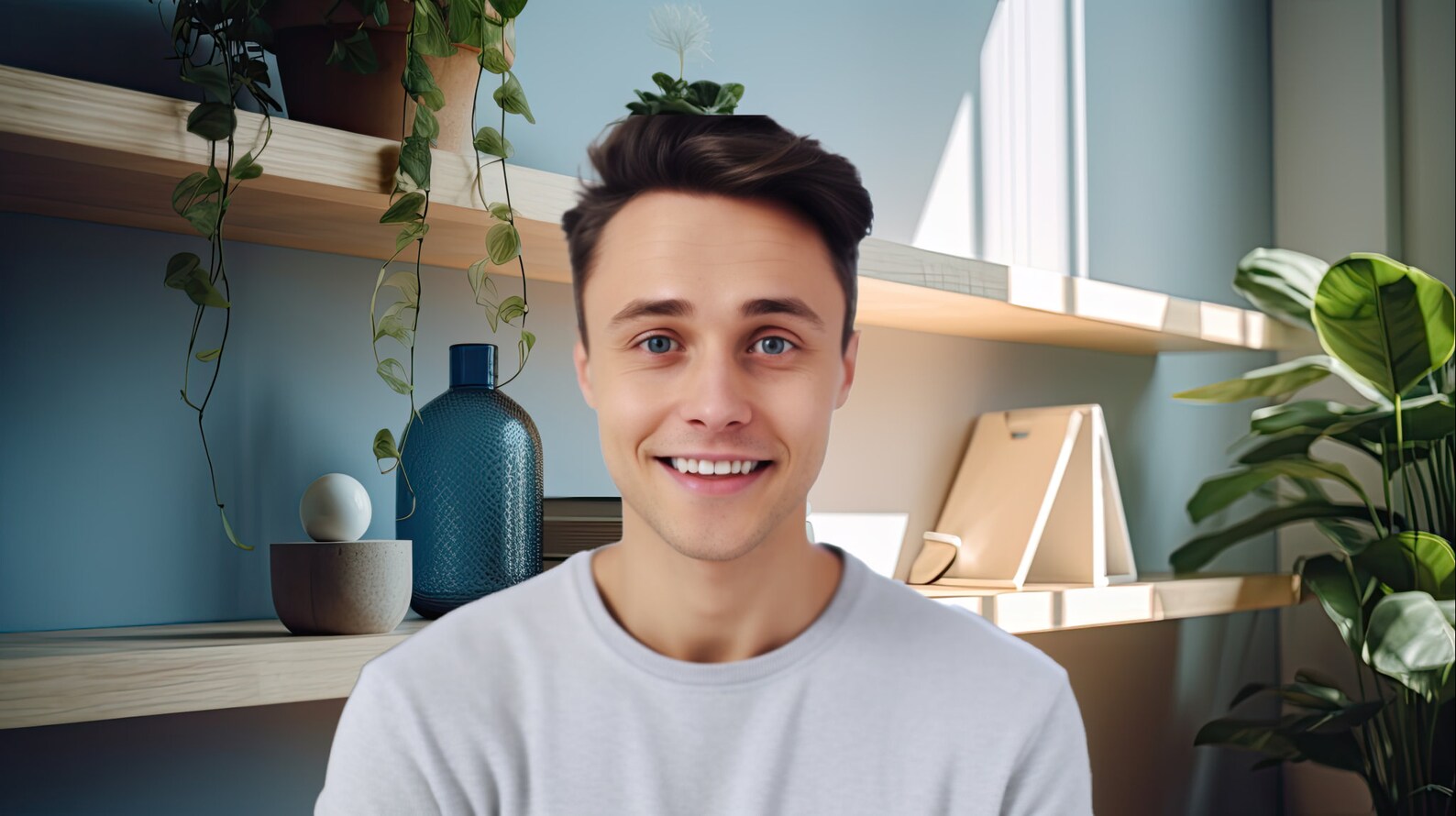 Zoom Virtual Background | Blue Angle Bookcase | Home Office Decor - Etsy