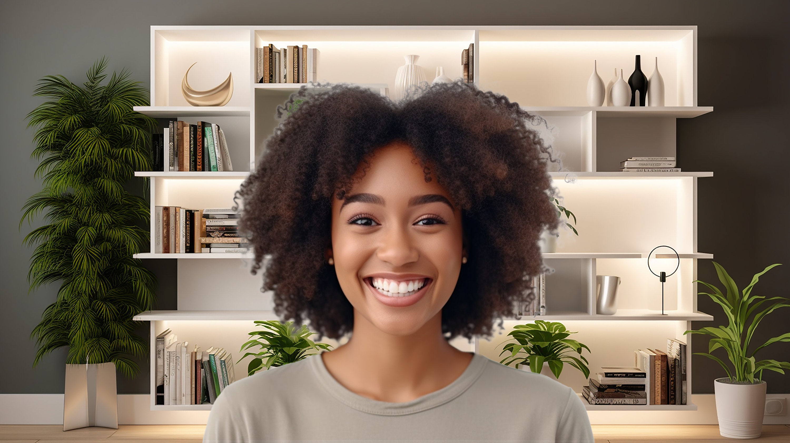 Grand Bookshelf - Sophisticated Backlit Virtual Decor, Backdrop for ...