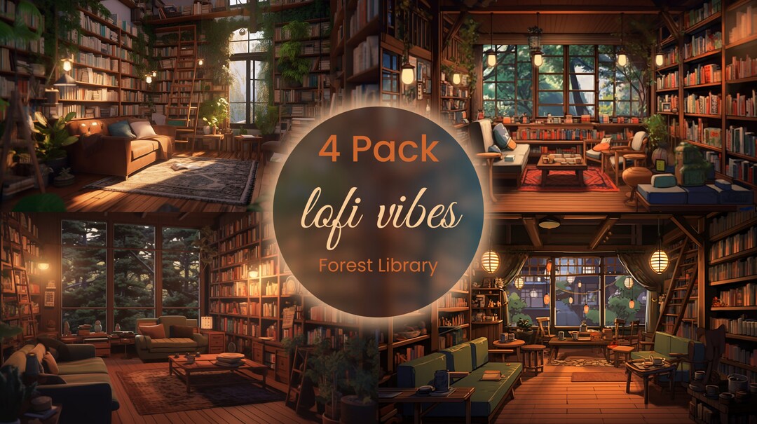 Lofi Decor for Vtuber - Cozy Forest Library, Vtuber Background ...