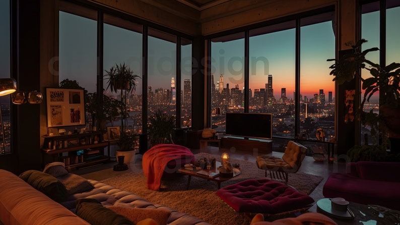 Cozy Skyline Loft - Virtual Background for Zoom - Home Office Decor - Etsy