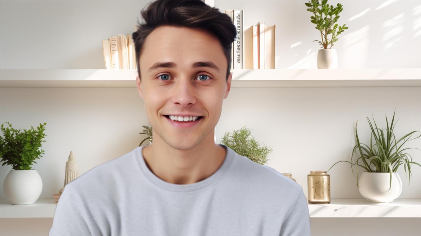 Virtual Zoom Background – Classic Minimalist Bookshelf, Virtual Home ...